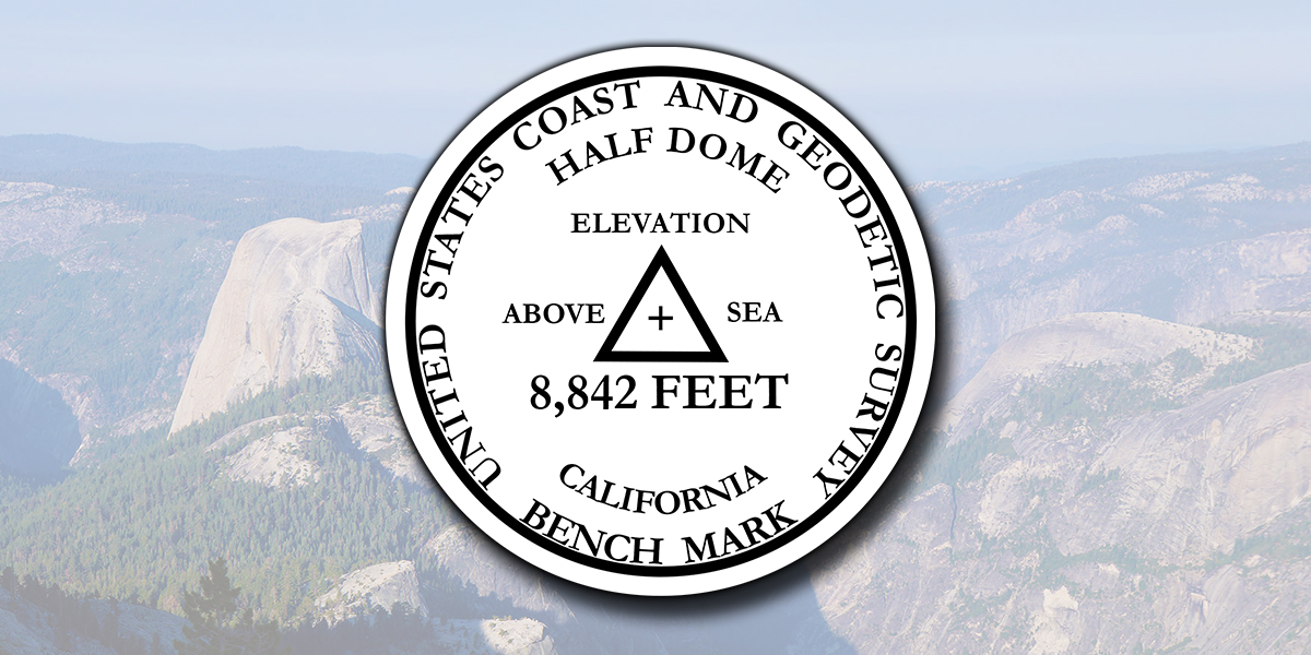HALF DOME SUMMIT BENCH MARK Sticker (vinyl Decal) | HikerStrong.com
